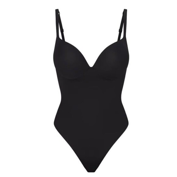 SKIMS | Tops | Skims Super Pushup Thong Bodysuit Nwt Onyx Small | Poshmark